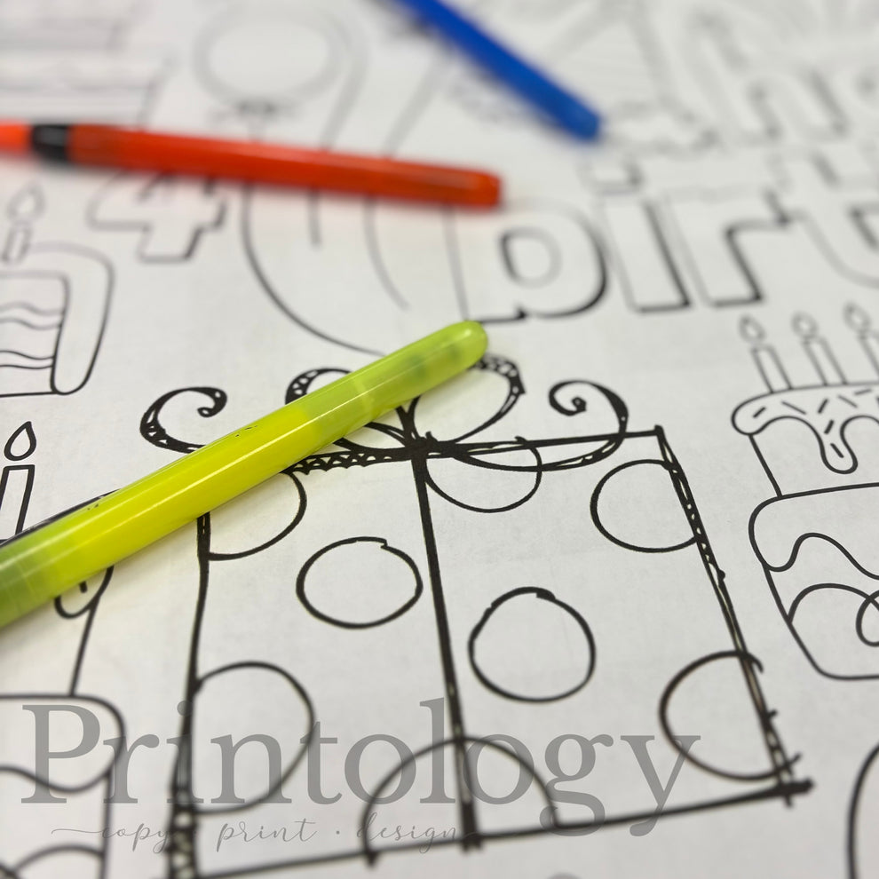 Happy Birthday Giant Coloring Page 24x36 Inches – Printology