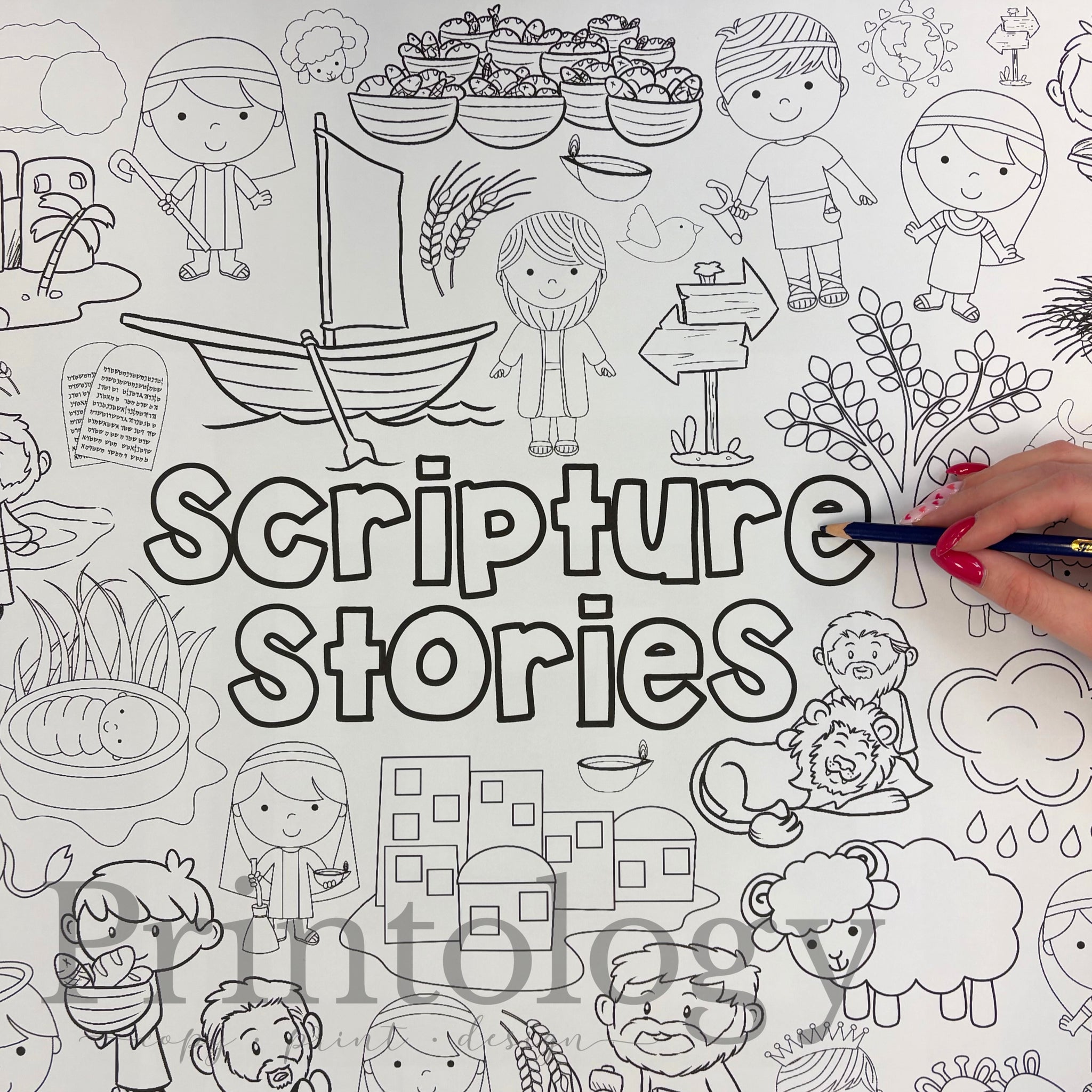 Scripture Stories Giant Coloring Page 24x36 Inches – Printology