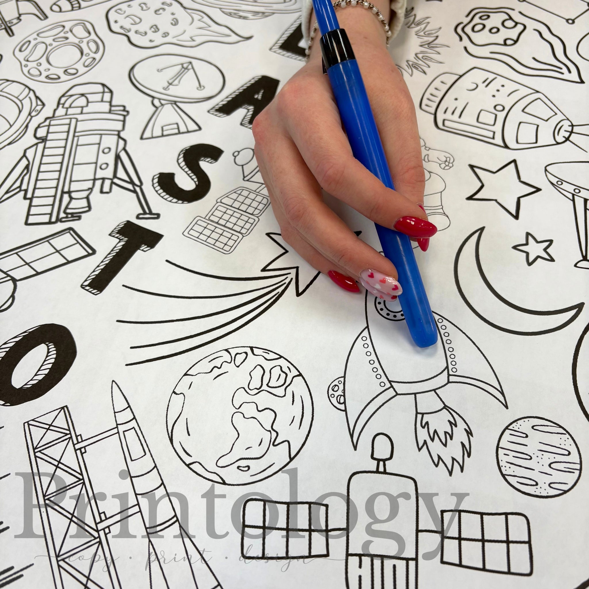Blast Off (Space) Giant Coloring Page 24x36 Inches – Printology