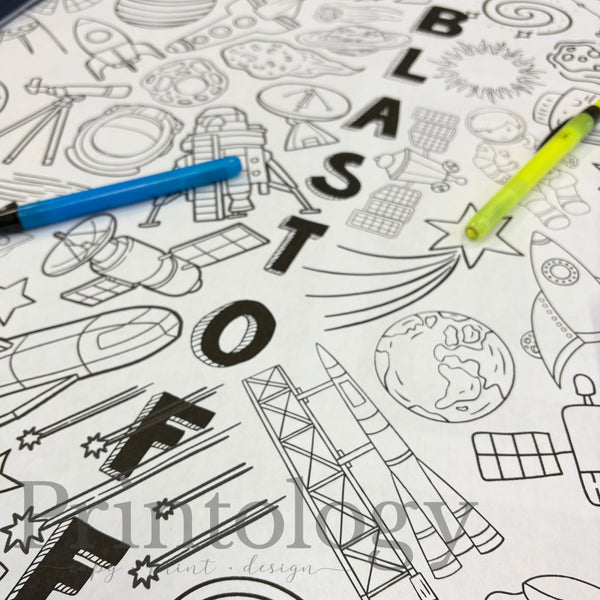 Blast Off (Space) Giant Coloring Page 24x36 Inches – Printology